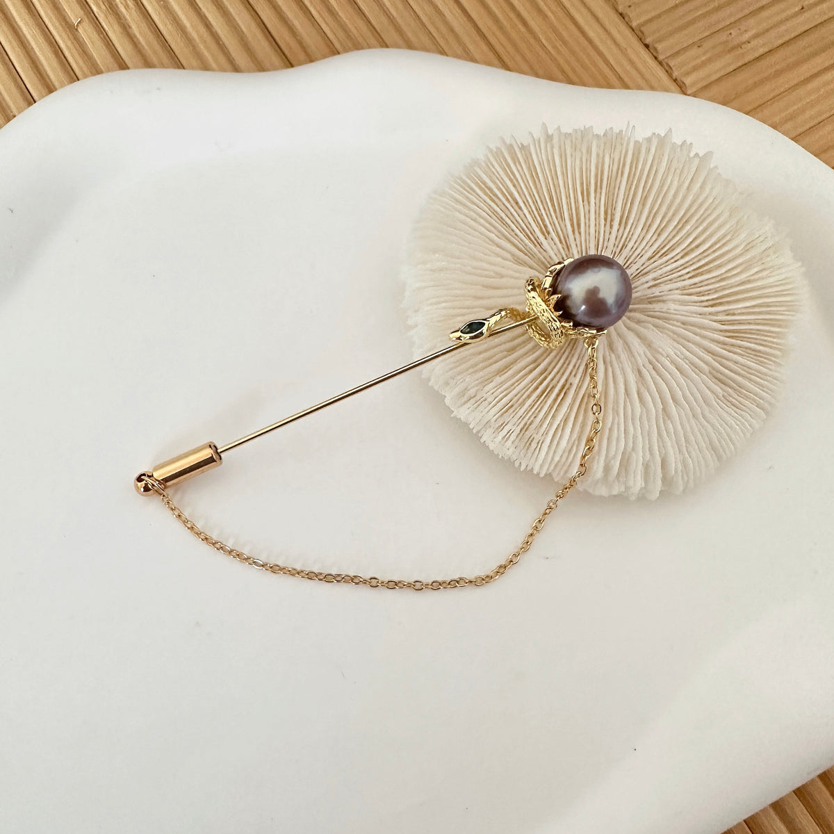 Mace and Snake Pearls Brooch – MissQ studio